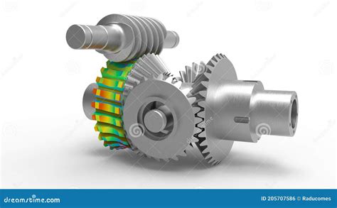 3d Rendering Complex Gear Assembly Structural Analysis Stock