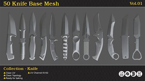 50 Knife Base Mesh Vol 01 Flippednormals