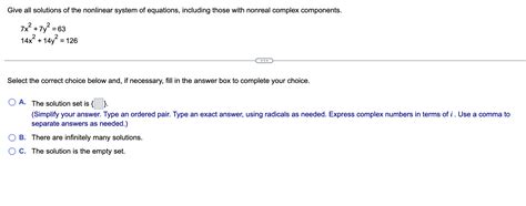 Solved Give All Solutions Of The Nonlinear System Of Chegg