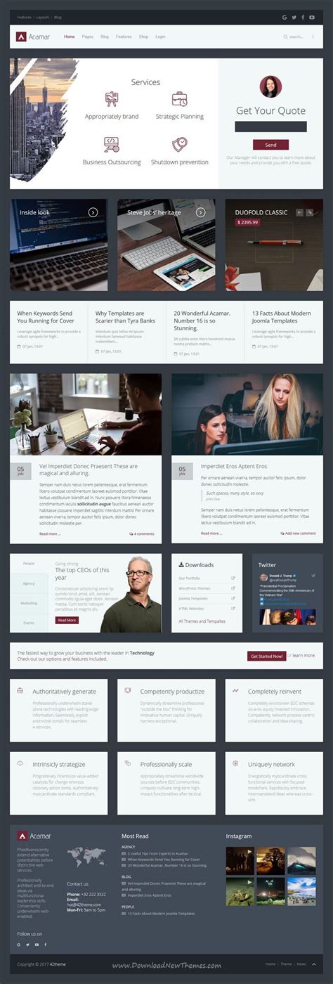 Acamar — Tiled Layout And Clean Design Responsive Joomla Template Joomla Templates Joomla Design