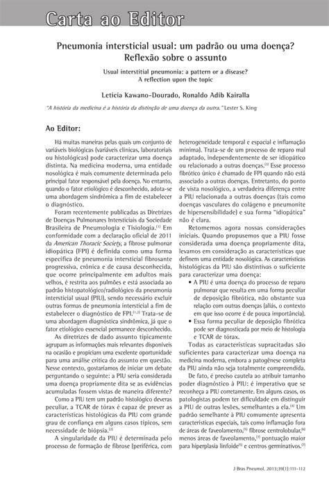 Pdf Usual Interstitial Pneumonia A Pattern Or A Disease A Reflection Upon The Topic