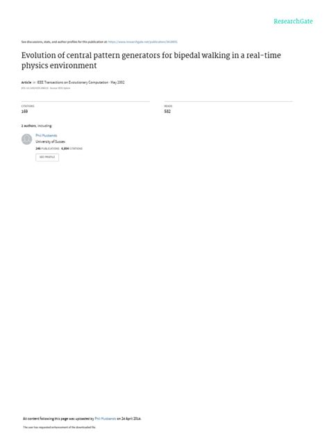 Evolution Of Central Pattern Generators For Bipeda Pdf Robotics Bipedalism