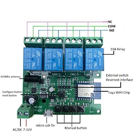 MHCOZY Channel Smart WiFi RF Bluetooth Wireless Dry Contact Relay Switch Module Phone App