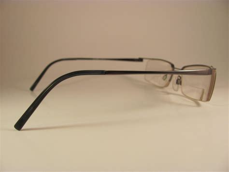 Halston Gunmetal Gray Rectangular Half Rim Rx Eyeglass Frames Ebay