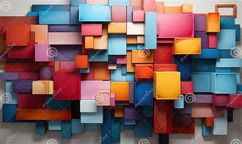 Wallpaper With Colorful 3d Rectangles Of Different Sizes Stock Image Image Of Abstraction
