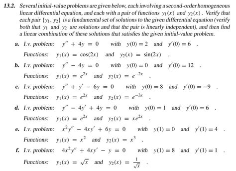 solved 13 2 several initial value problems are given below