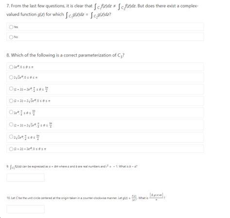 Solved Questions Bookmark This Page Contour Integrals Chegg