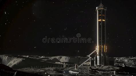 A Sleek Refinery Tower Processes Regolith On An Asteroid Showcasing