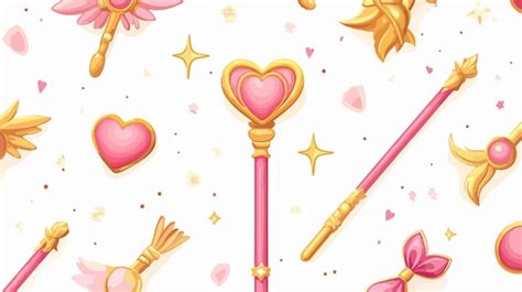 Pink Magic Wand Seamless Vector Pattern Design Premium Ai Generated Vector