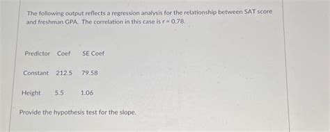 Solved The Following Output Reflects A Regression Analysis
