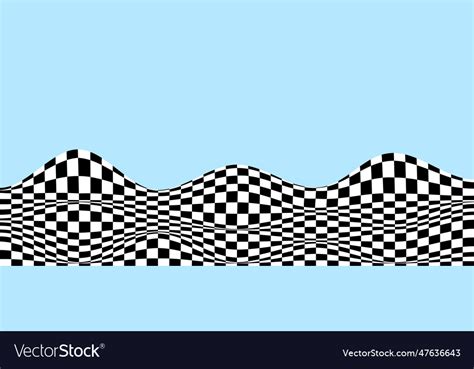 Wavy Checkered Pattern On Blue Background Black Vector Image