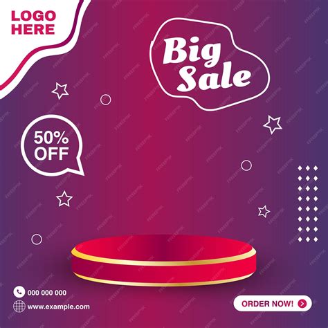 보라색 배경 소셜 미디어 템플릿 디자인 3d 벡터 제품 디스플레이 연단 프리미엄 벡터