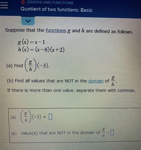 solved iii graphs and functions quotient of two functions