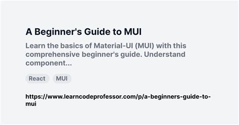 A Beginners Guide To Mui Learncodeprofessor
