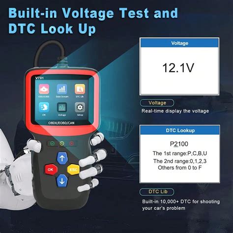 obd2 car code reader eobd code scanner voltage tester engine fault code