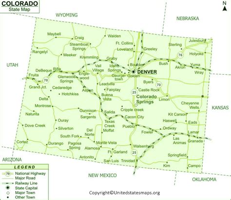 Labeled Colorado Map With Capital And Cities In Pdf