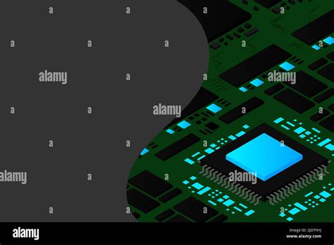 Artificial Intelligence Micro Chip Illustration Quantum Computing Pc Mainboard Illustration