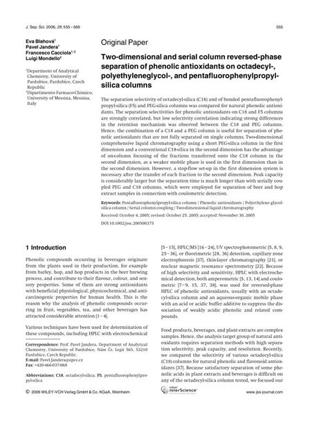 Two Dimensional And Serial Column Reversed Phase Separation Of Phenolic…
