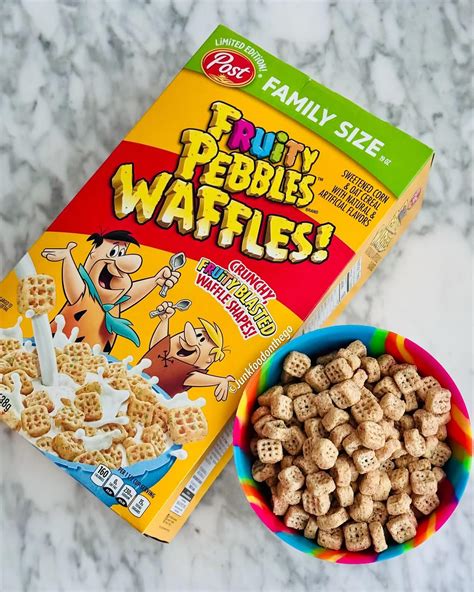 JunkFoodOnTheGo | NEW @post_cereals @pebblescereal Fruity Pebbles Waffles Cereal should be ...