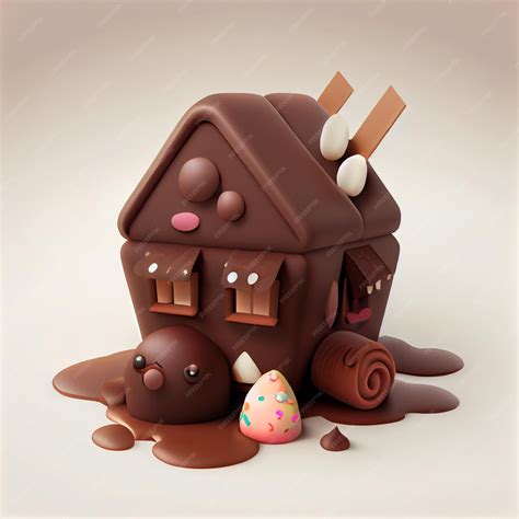 Premium Photo Chocolate House Cute Sweet House 3d Render Illustration