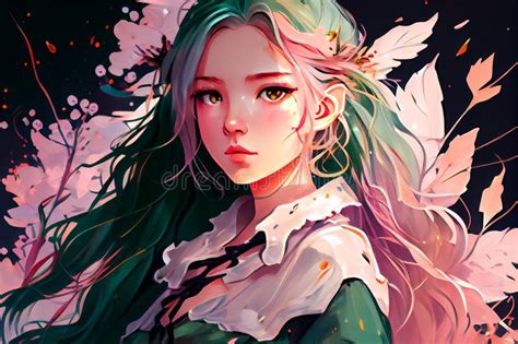 Anime Portrait Of A Beautiful Girl Generative AI Generative AI Stock