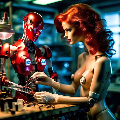 Medium Shot Of A Beautiful Red Headed Nude Female Cyborg Ass By Raymundo Lopez Playground