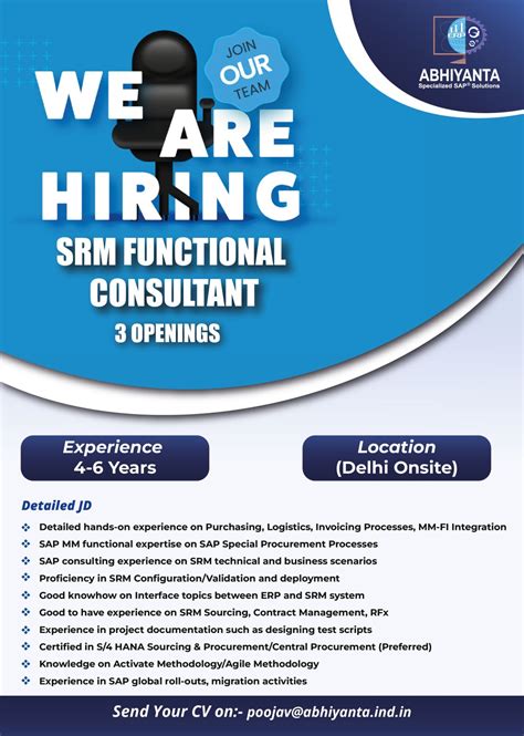 wearehiring sapjobs sapsrm abhiyanta sapconsultant saphiring