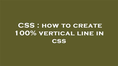CSS How To Create Vertical Line In Css YouTube