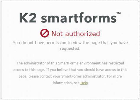 Not Authorized Or “missing Required Rights” Page In Smartforms K2