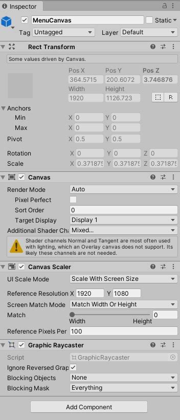 Unity Game Engine Canvas Rect Transform Is Gray And Cant Be Moved