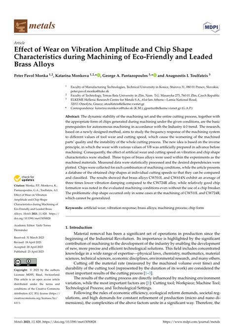 Pdf Effect Of Wear On Vibration Amplitude And Chip Shape Characteristics During Machining Of