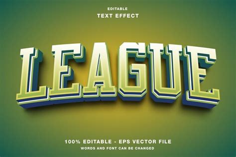 Premium Vector League 3d Modern Text Style Effect Editable