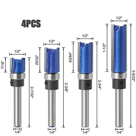 Trimming Bit Industrial 1 4inch Shank Top Bearing Flush Trim Pattern Router Bits Walmart Com