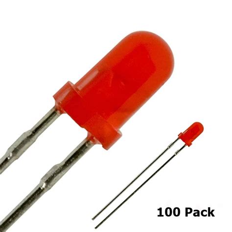 Hobby 100 Pack Of 3mm Red Diffused Leds ~ 2v 20ma Marvac Electronics