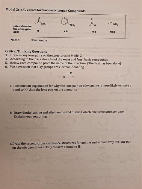 solved model 2 p ka values for various nitrogen compounds