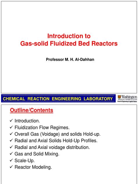 Introduction To Gas Solid Fluidized Bed Reactors Pdf Fluidization Chemical Reactor