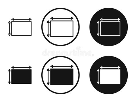 Height And Width Vector Icon Set In Black And White Outlines Stock Vector Illustration Of