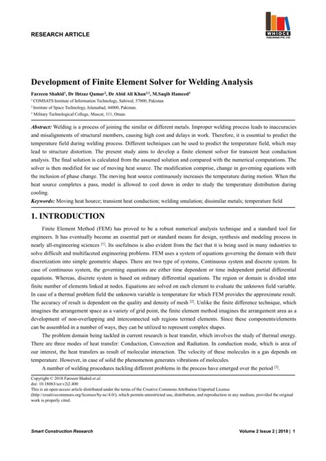 Pdf Development Of Finite Element Solver For Welding Analysis