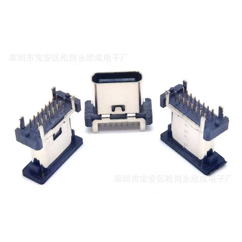 3 1 Type C24p侧贴母座 24p侧立式贴片smt快充c母 四脚插板 阿里巴巴
