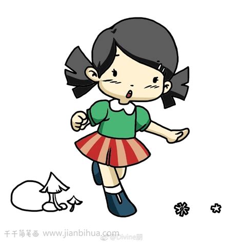 跑步的小女孩简笔画步骤图女孩简笔画