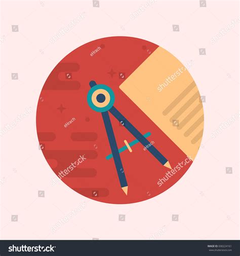 Illustration Geometric Compass Paper Flat School Stock Vector Royalty