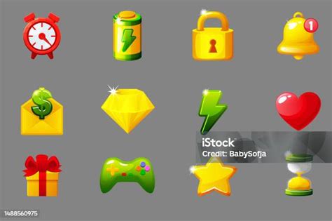 Ui에 대한 게임 아이콘 집합입니다 모바일 앱용 Gui 요소 아바타에 대한 스톡 벡터 아트 및 기타 이미지 아바타 0명 Brand Name Video Game