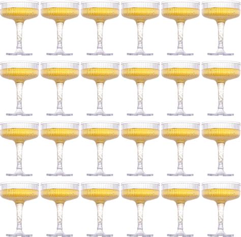Yptniginu 24 Pcs Plastic Champagne Glasses 7 Oz Champagne