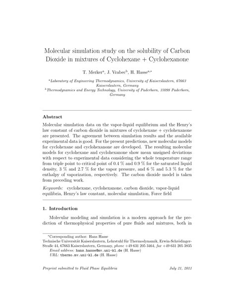 Pdf Molecular Simulation Study On The Solubility Of Carbon Dioxide In