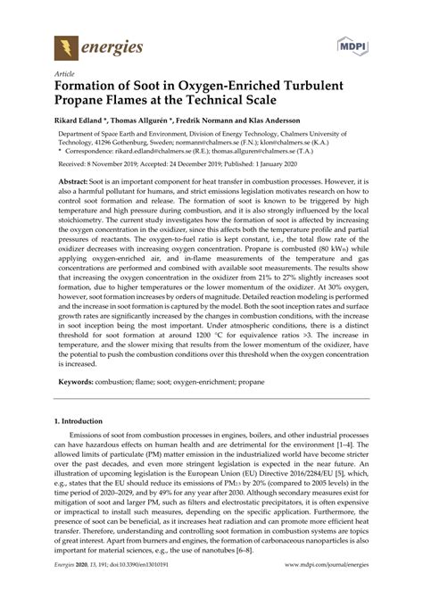 Pdf Formation Of Soot In Oxygen Enriched Turbulent Propane Flames At The Technical Scale
