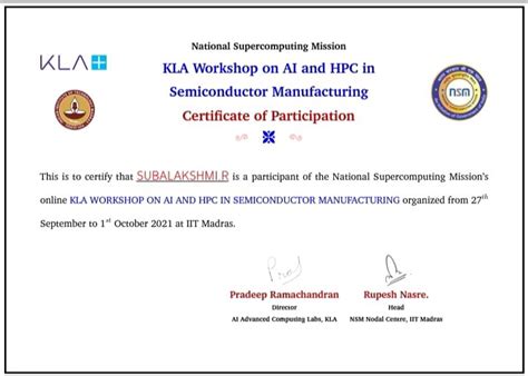 Subalakshmi R On Linkedin Workshop Nsm Ai Semiconductor Hpc Iitmadras