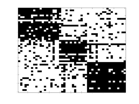 Adjacency Matrices Four Simulated Examples White Cells Have 0