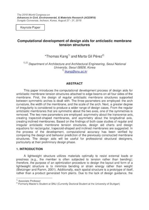Pdf Computational Development Of Design Aids For Anticlastic Membrane €¦ · Membrane