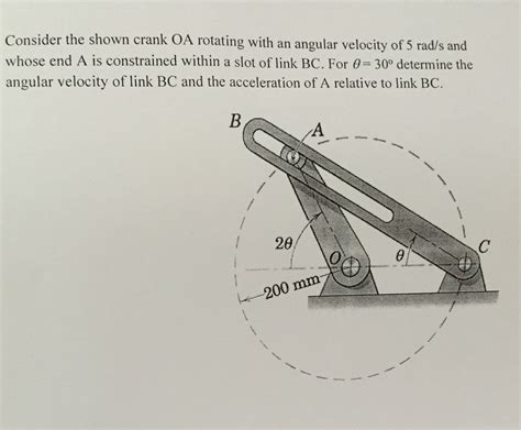 solved consider the shown crank oa rotating with an angular