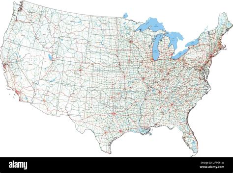 Complex Usa Road Map With Interstates Us Highways And Main Roads